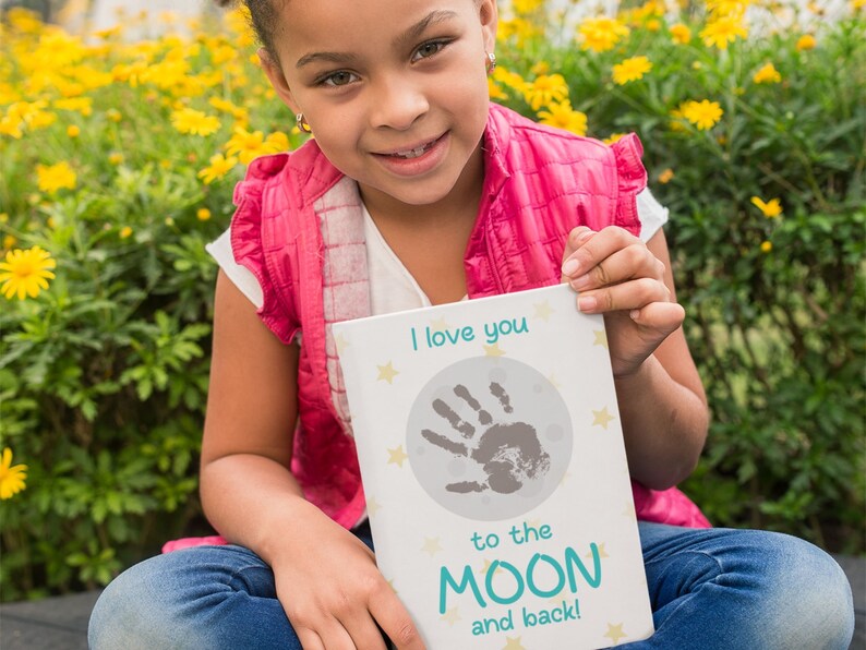I Love You to the Moon and Back Valentine Handprint Art Craft DIY ...