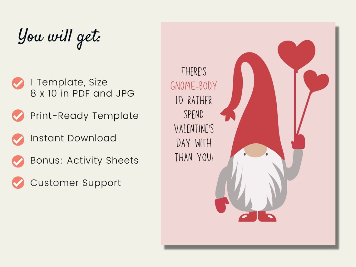 Valentine Gnome Handprint Art Craft DIY Valentine Crafts for | Etsy