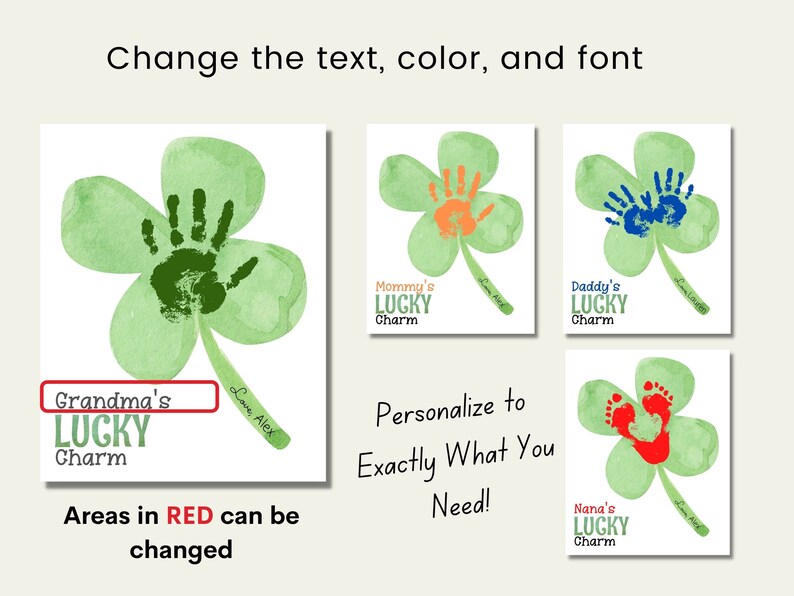 EDITABLE St Patrick's Day Lucky Charm Handprint Art | Shamrock ...