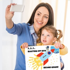 EDITABLE Blast off Into Kindergarten Rocket Personalized Handprint Art ...