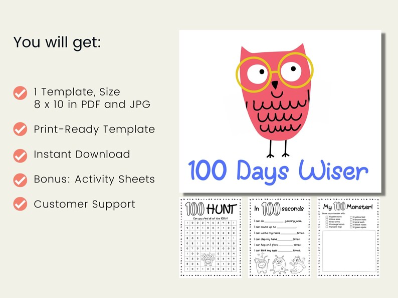 100 Days of School Handprint Art Craft for Kids | 100 Days Wiser Owl ...