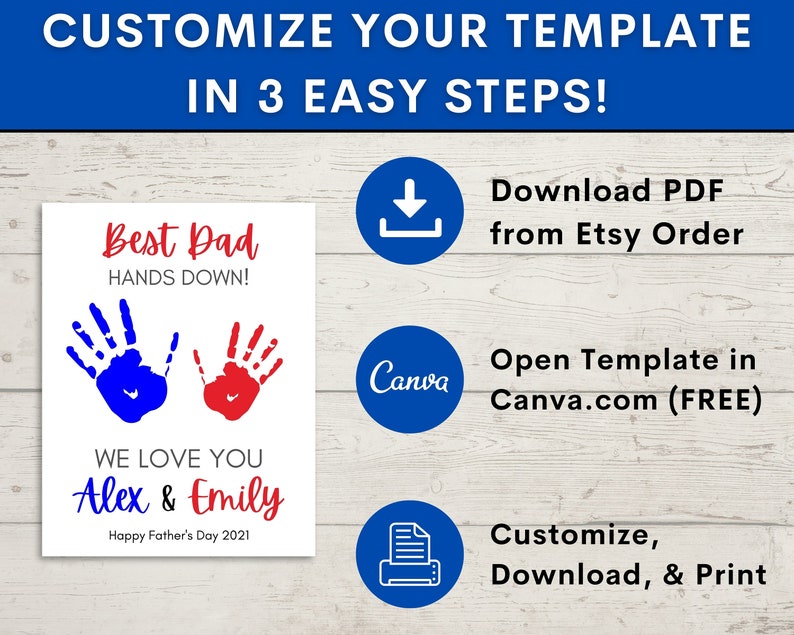 EDITABLE Best Dad Hands Down Printable Handprint Art DIY Father's Day ...