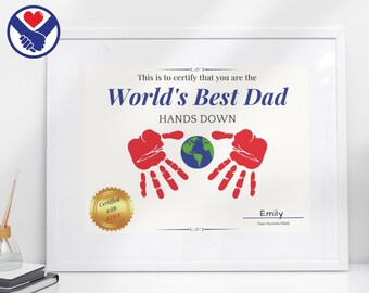World's Best Dad Hands Down Handprint Art Gift for Dad | Etsy