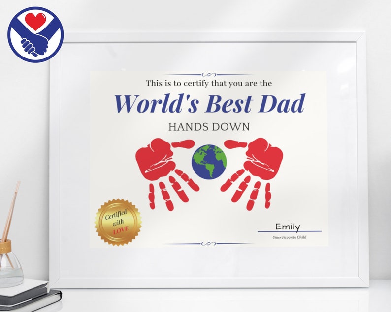 World's Best Dad Hands Down Handprint Art Gift for Dad | Etsy