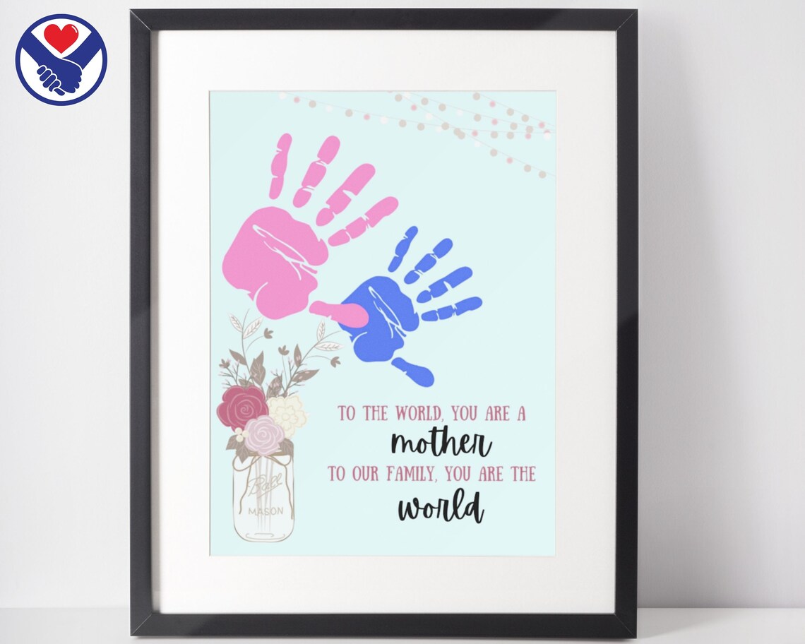 Mothers Day Handprint Art Mason Jar Two Flowers Handprint - Etsy