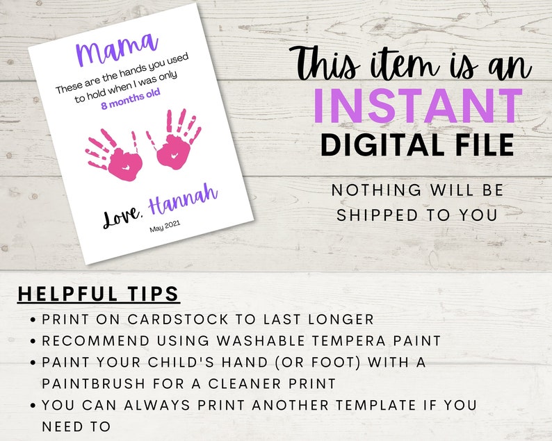 EDITABLE Gift for Mom Printable Handprint Art | DIY Mother's Day Craft ...