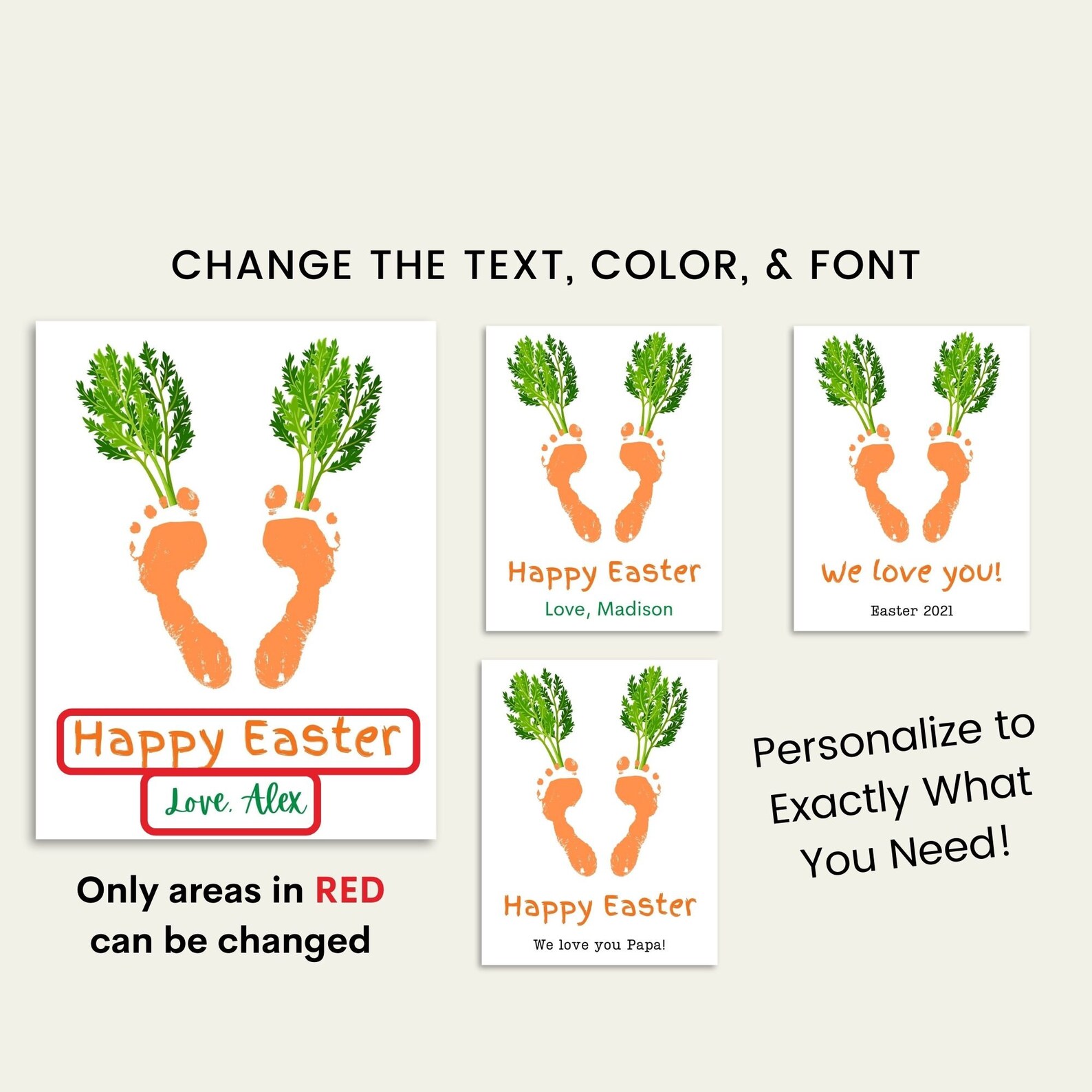 EDITABLE Easter Carrot Printable Handprint Art DIY Easter Craft Easter ...