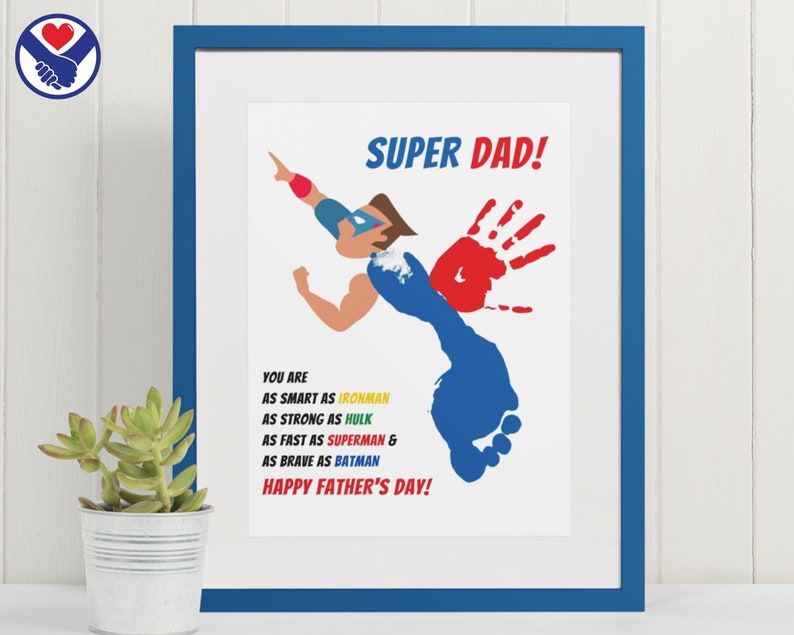 Superhero Father's Day Handprint Art Super Dad Handprint - Etsy