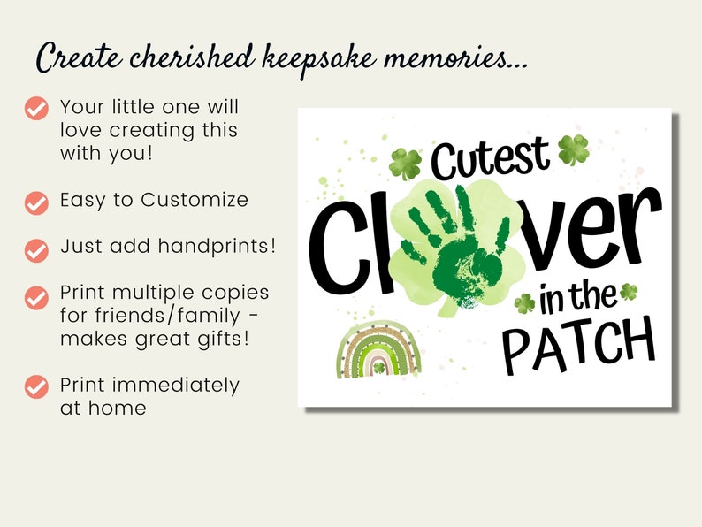 Cutest Clover in the Patch Shamrock Handprint Art Craft DIY - Etsy