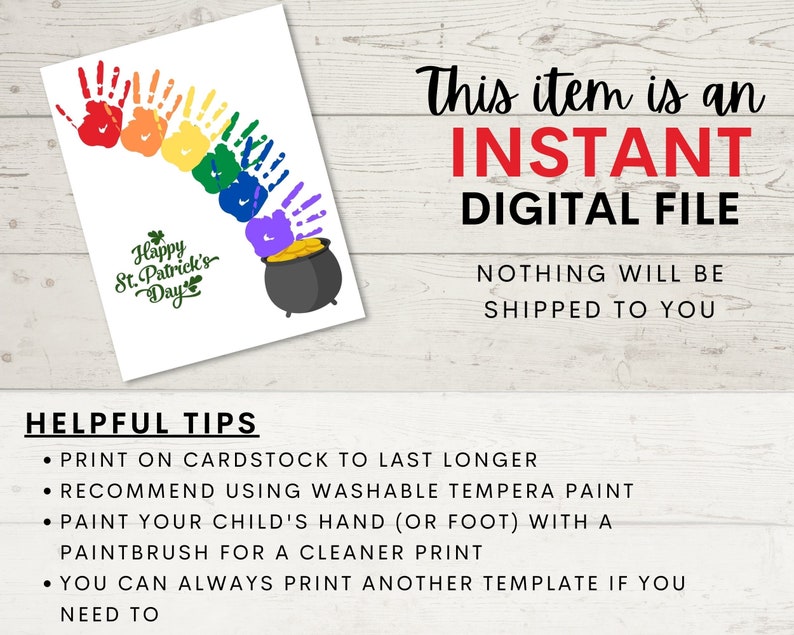 St Patrick's Day Rainbow Handprint Art Rainbow Handprint | Etsy
