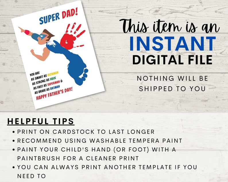 Superhero Father's Day Handprint Art Super Dad Handprint - Etsy