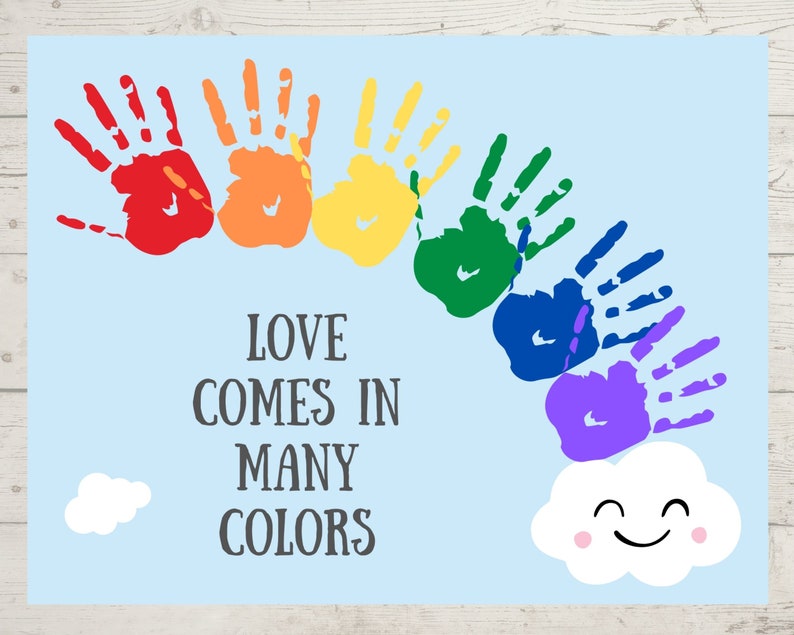Love Comes in Many Colors Handprint Art Printable | Love is Love LGBT ...
