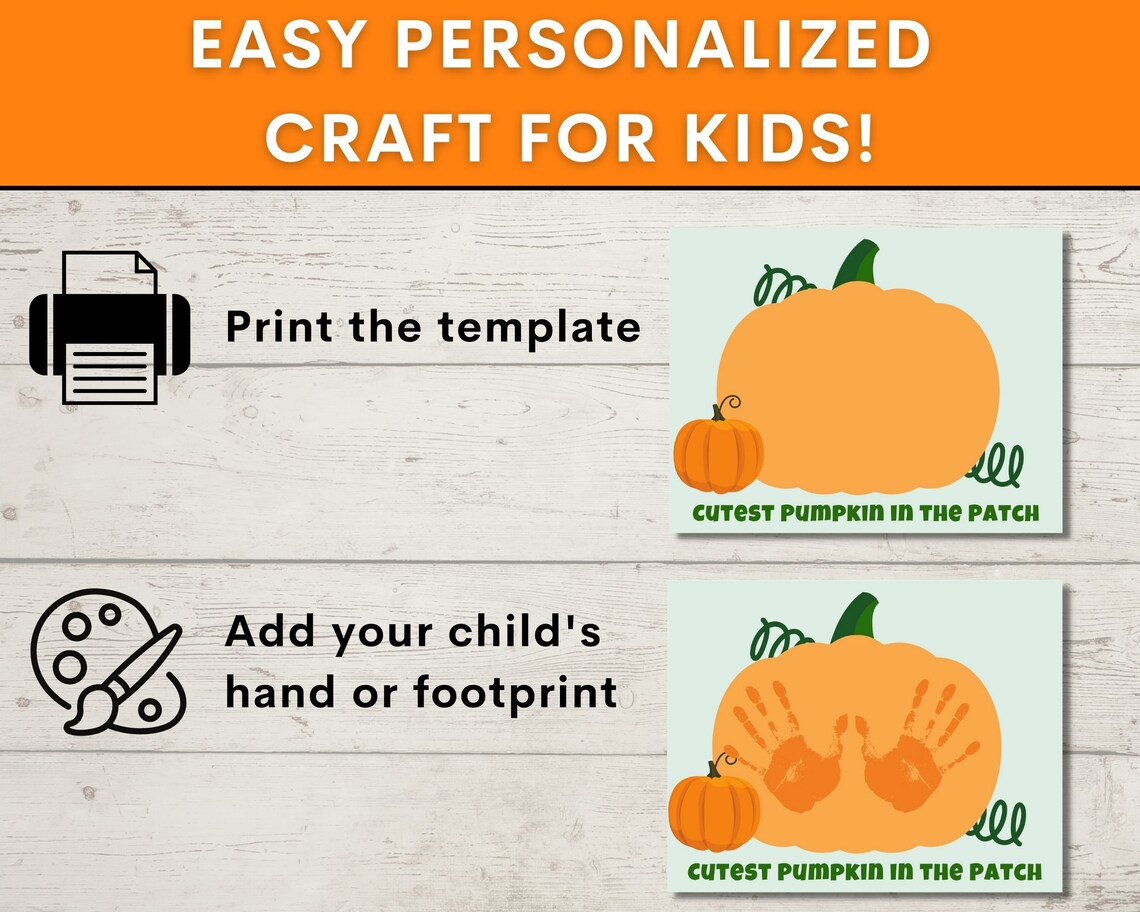 Cutest Pumpkin in the Patch Handprint Art Halloween Pumpkin - Etsy