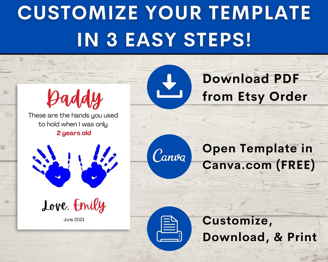 EDITABLE Gift for Dad Printable Handprint Art DIY - Etsy