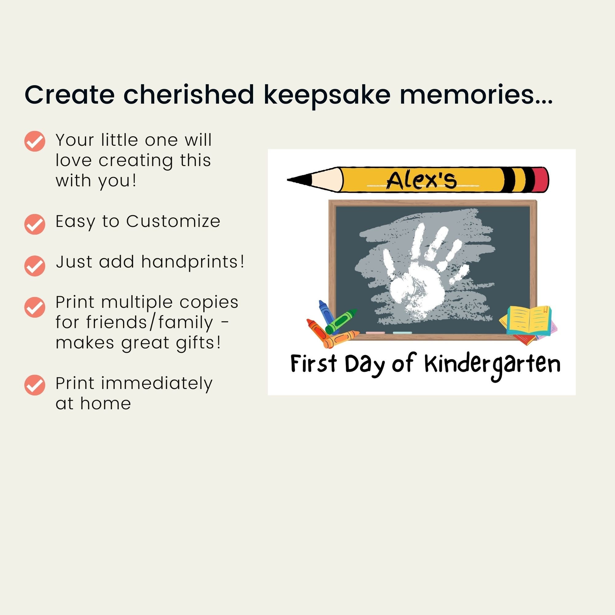 EDITABLE Back to School Chalkboard Handprint Art | First Day of School ...