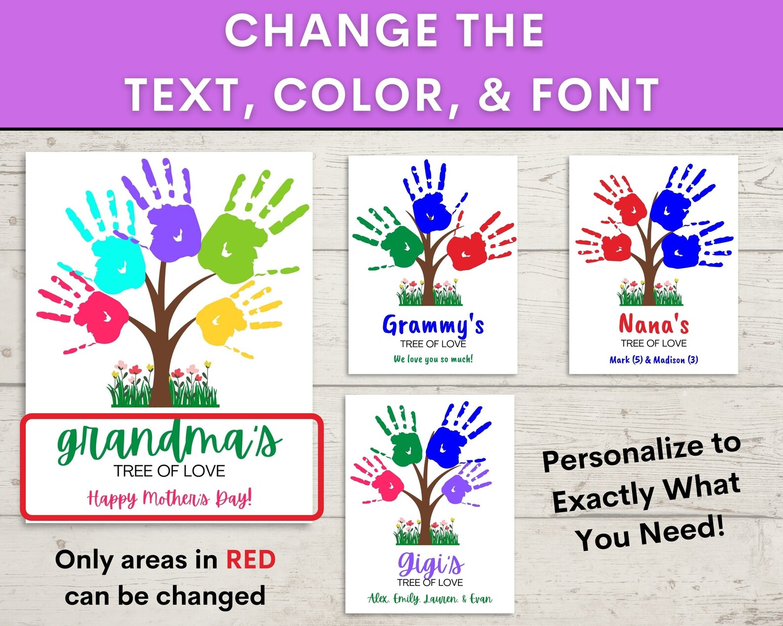 EDITABLE Grandma's Tree of Love Printable Handprint Art - Etsy Canada