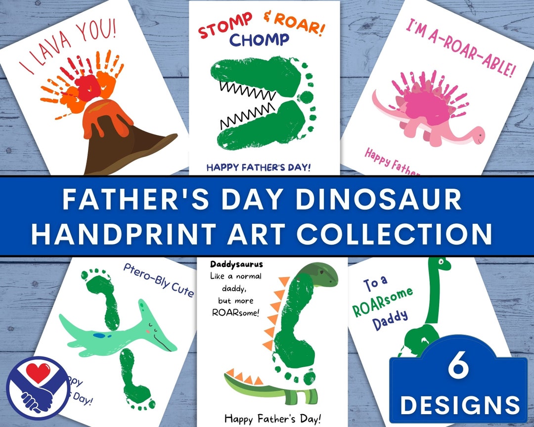Father's Day Dinosaur Handprint Art | Dinosaur Craft | Footprint Art ...