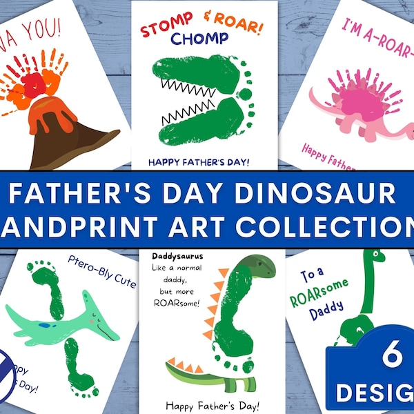 Fathers Day Handprint Printable Dinosaur - Etsy
