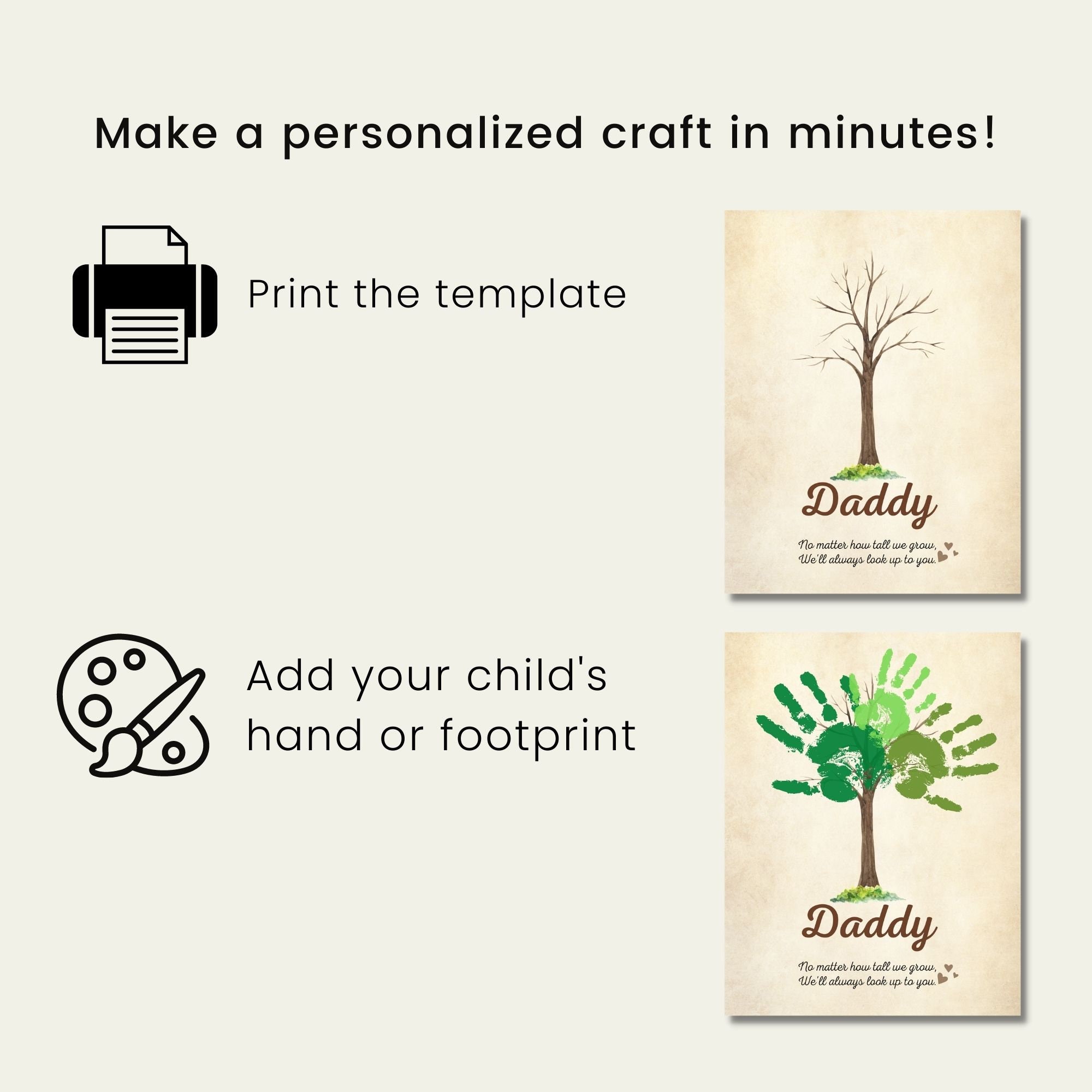 No Matter How Tall We Grow Tree Handprint Art Craft | Father's Day ...
