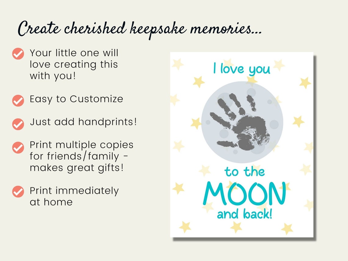 I Love You to the Moon and Back Valentine Handprint Art Craft | DIY ...