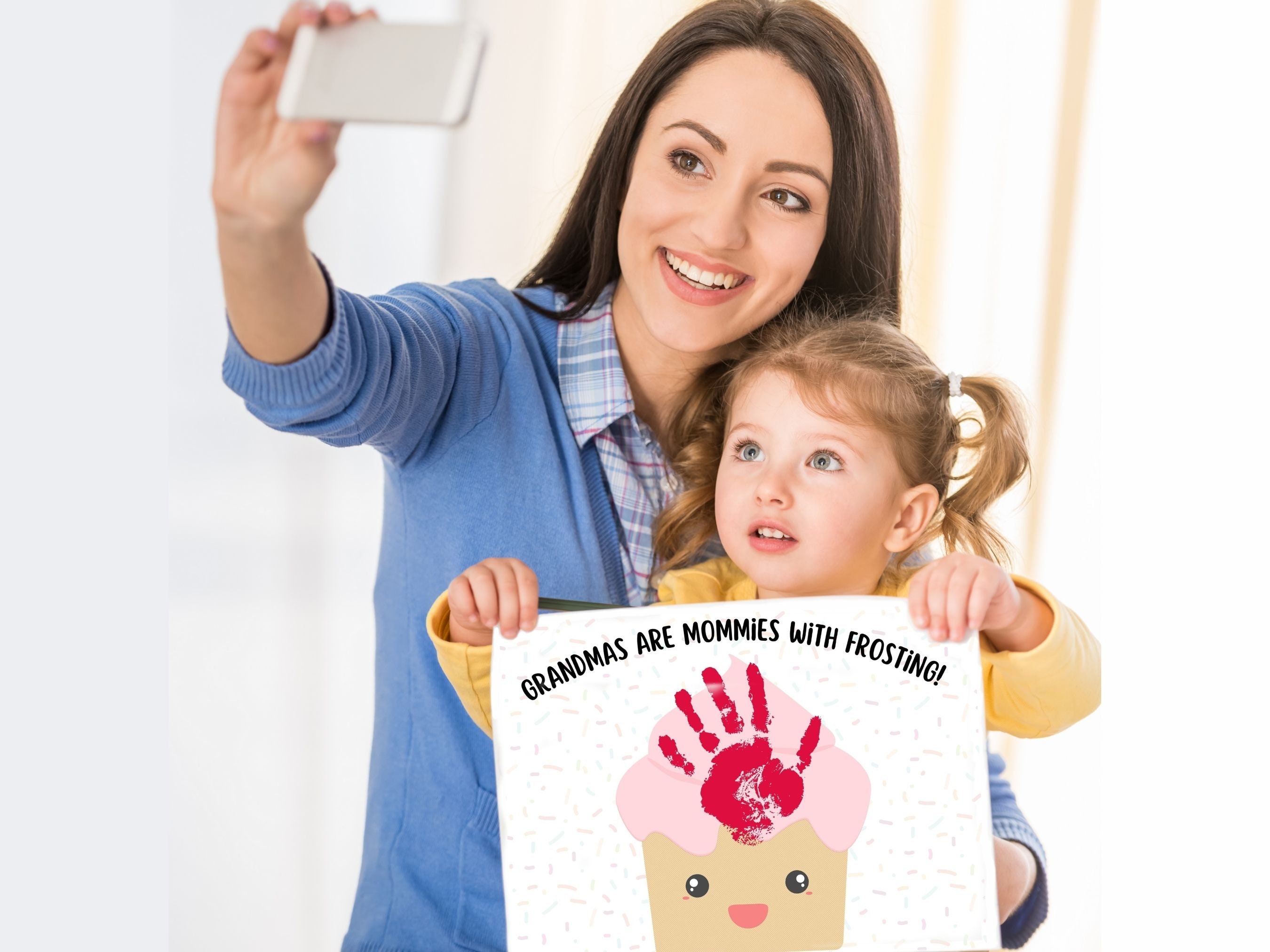 Gift for Grandma Cupcake Handprint Art Craft | DIY Card for Granny ...