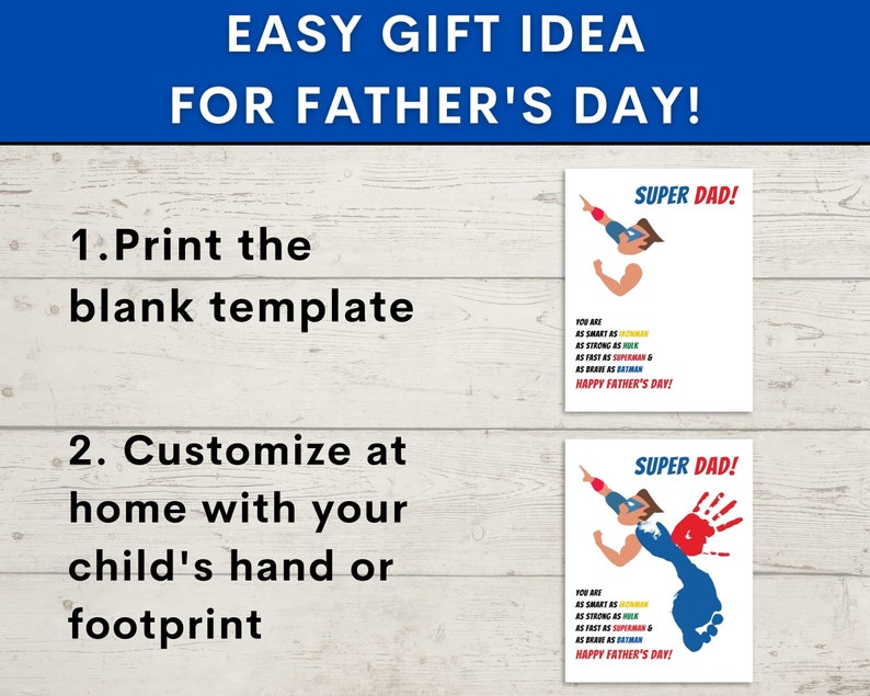Superhero Father's Day Handprint Art Super Dad Handprint - Etsy