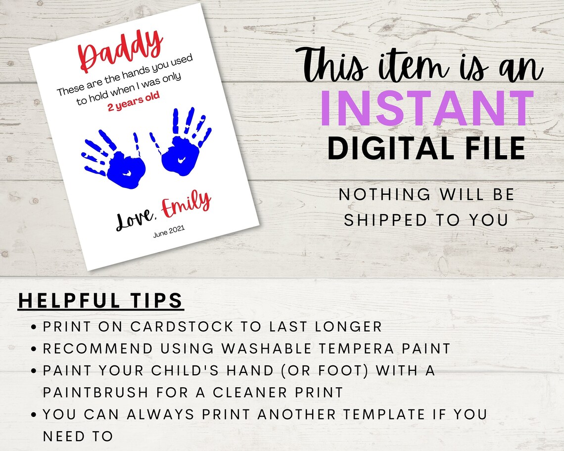 EDITABLE Gift for Dad Printable Handprint Art DIY - Etsy