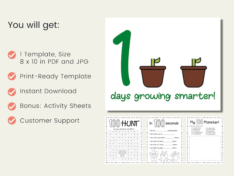 100 Days of School Handprint Art Craft for Kids | 100 Days Growing ...