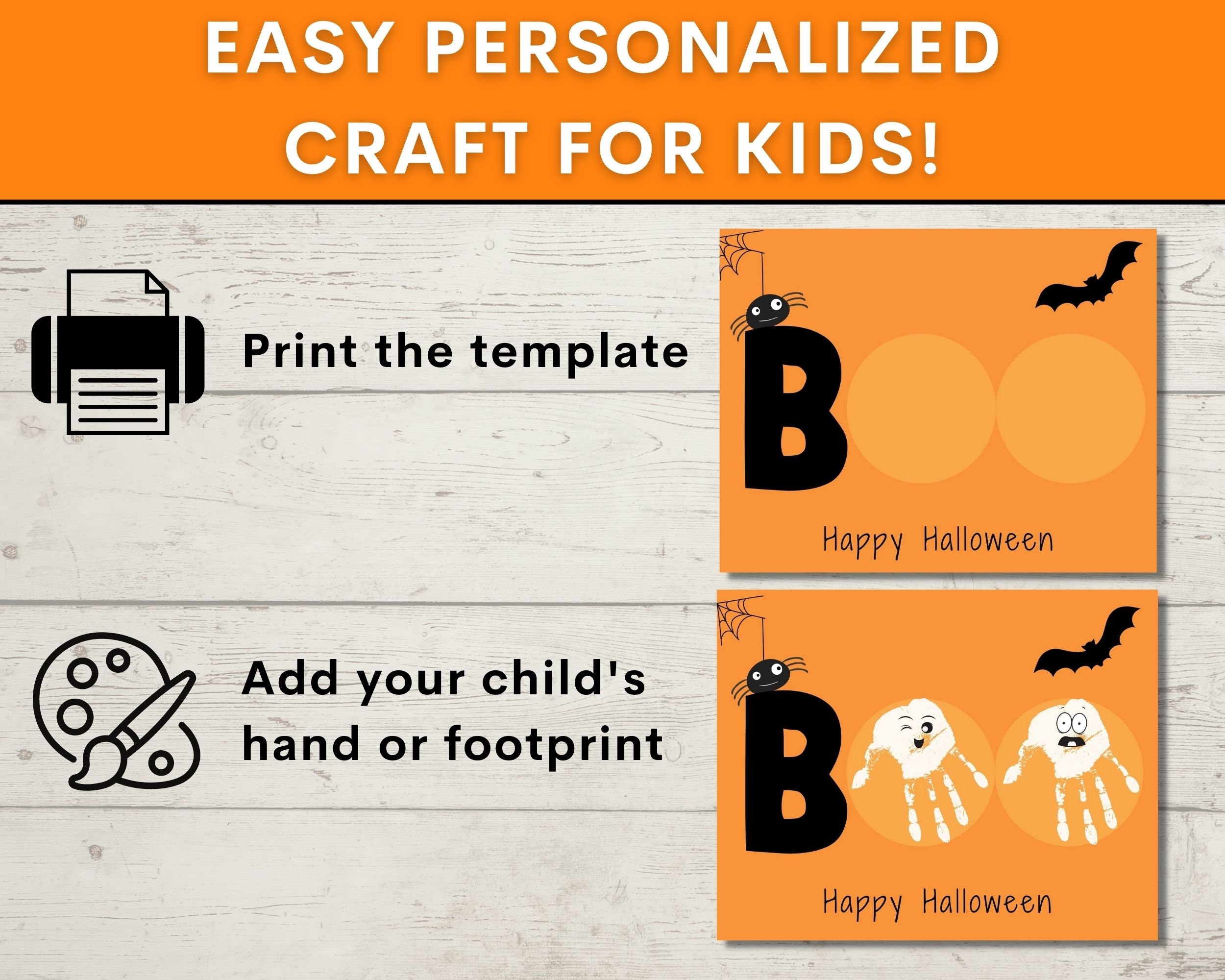 Halloween BOO Ghost Handprint Art | Cute Ghost Printable Craft ...