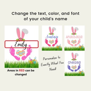 EDITABLE Pink Easter Bunny With Personalized Name Handprint Art Craft ...