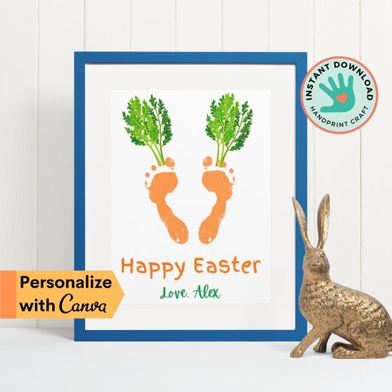 EDITABLE Easter Carrot Printable Handprint Art DIY Easter - Etsy