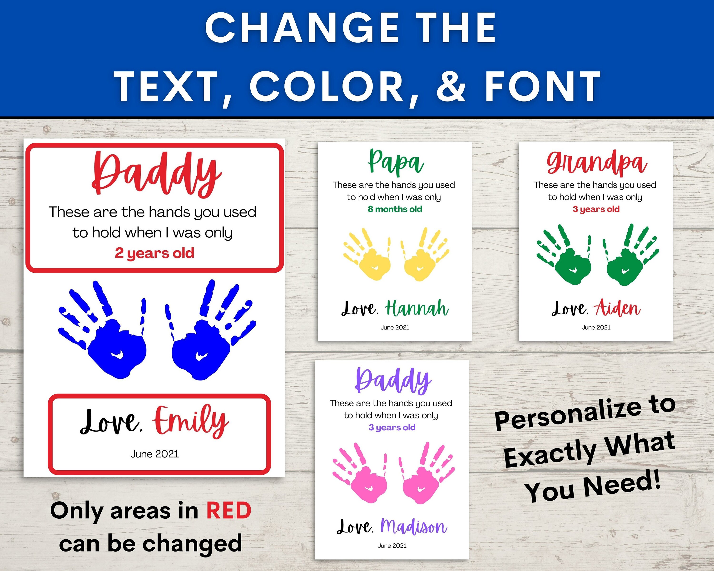 EDITABLE Gift for Dad Printable Handprint Art DIY | Etsy