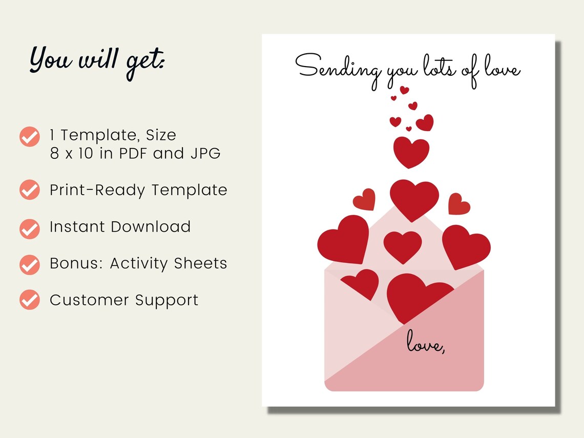 Valentine Mail With Hearts Handprint Art Craft DIY Valentine - Etsy