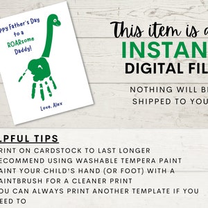 EDITABLE Roarsome Dinosaur Printable Handprint Art | DIY Father's Day ...