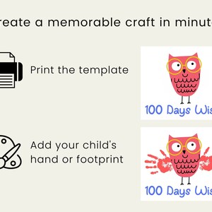 100 Days of School Handprint Art Craft for Kids | 100 Days Wiser Owl ...