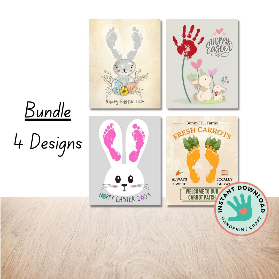 Easter Handprint Art Craft Bundle of 4 Prints | Personalized Easter ...
