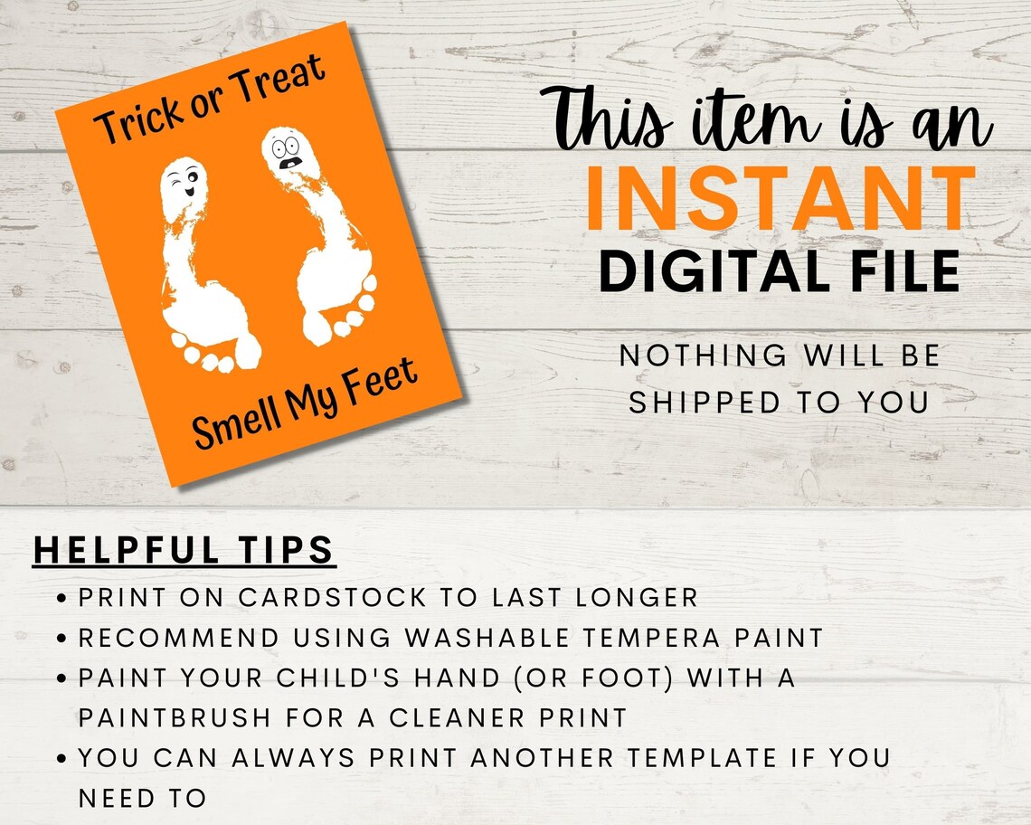 Trick Or Treat Smell My Feet Handprint Art Ghost Footprint Printable