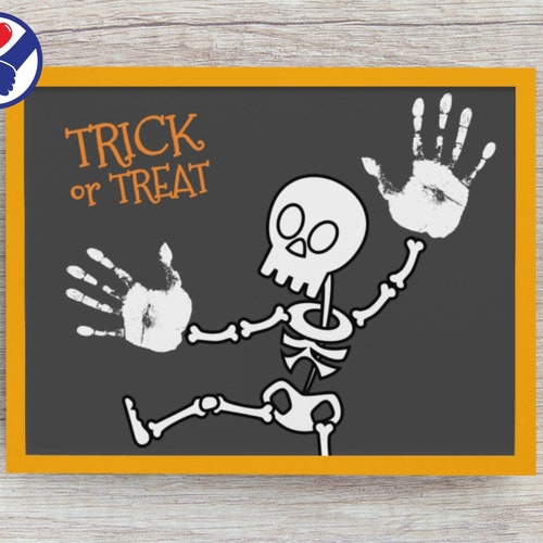 Halloween Skeleton Handprint Art Skeleton Printable Craft - Etsy