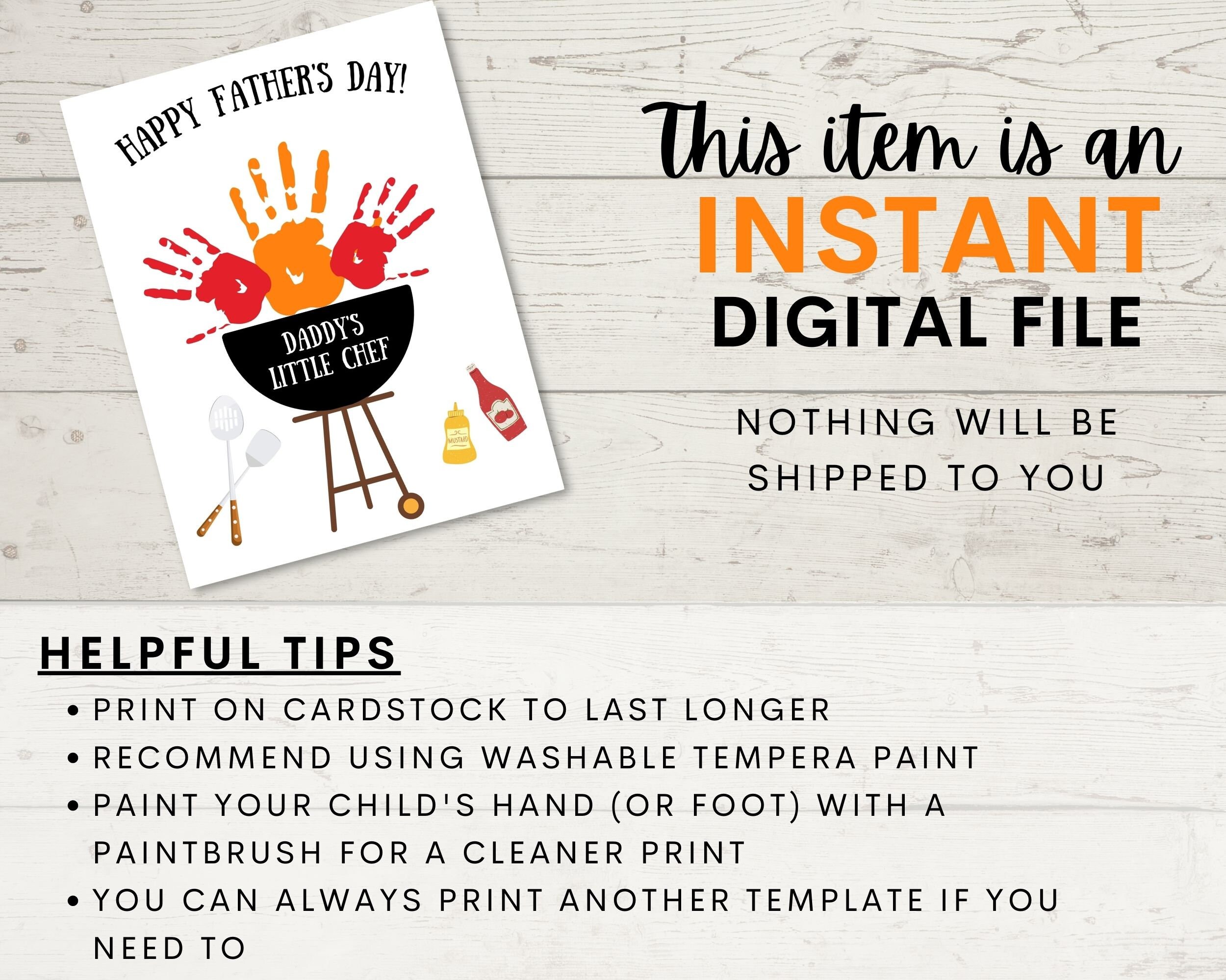 Father's Day Handprint Art Daddy's Little Chef Handprint Art Printable ...