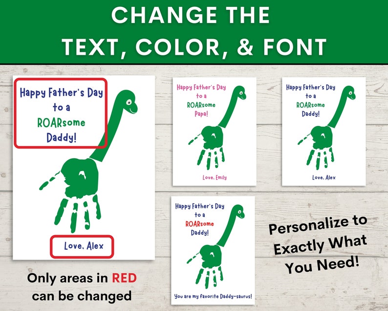 EDITABLE Roarsome Dinosaur Printable Handprint Art DIY - Etsy