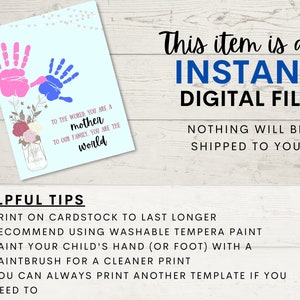 Mothers Day Handprint Art | Mason Jar Two Flowers Handprint Art ...