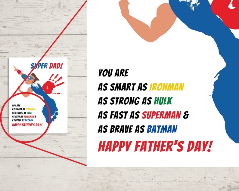 Superhero Father's Day Handprint Art Super Dad Handprint - Etsy