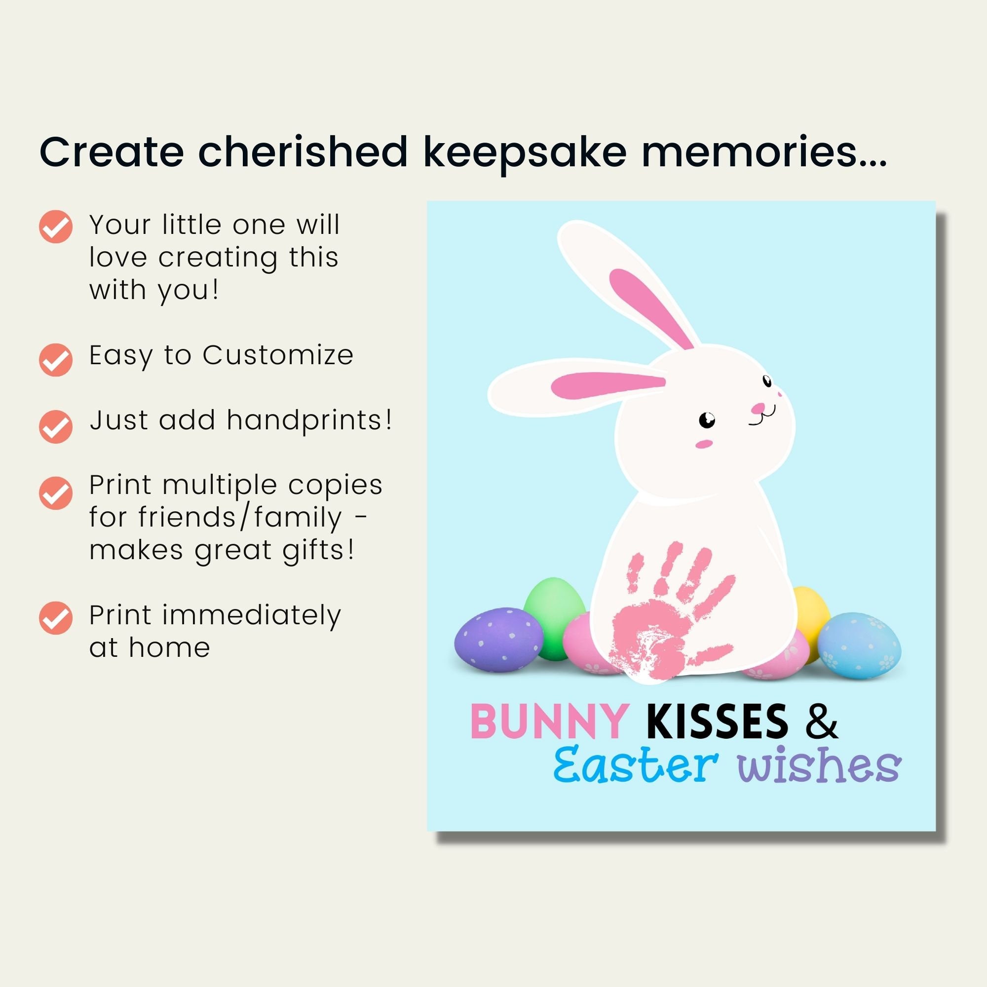 Bunny Kisses and Easter Wishes Handprint Art Craft My First - Etsy