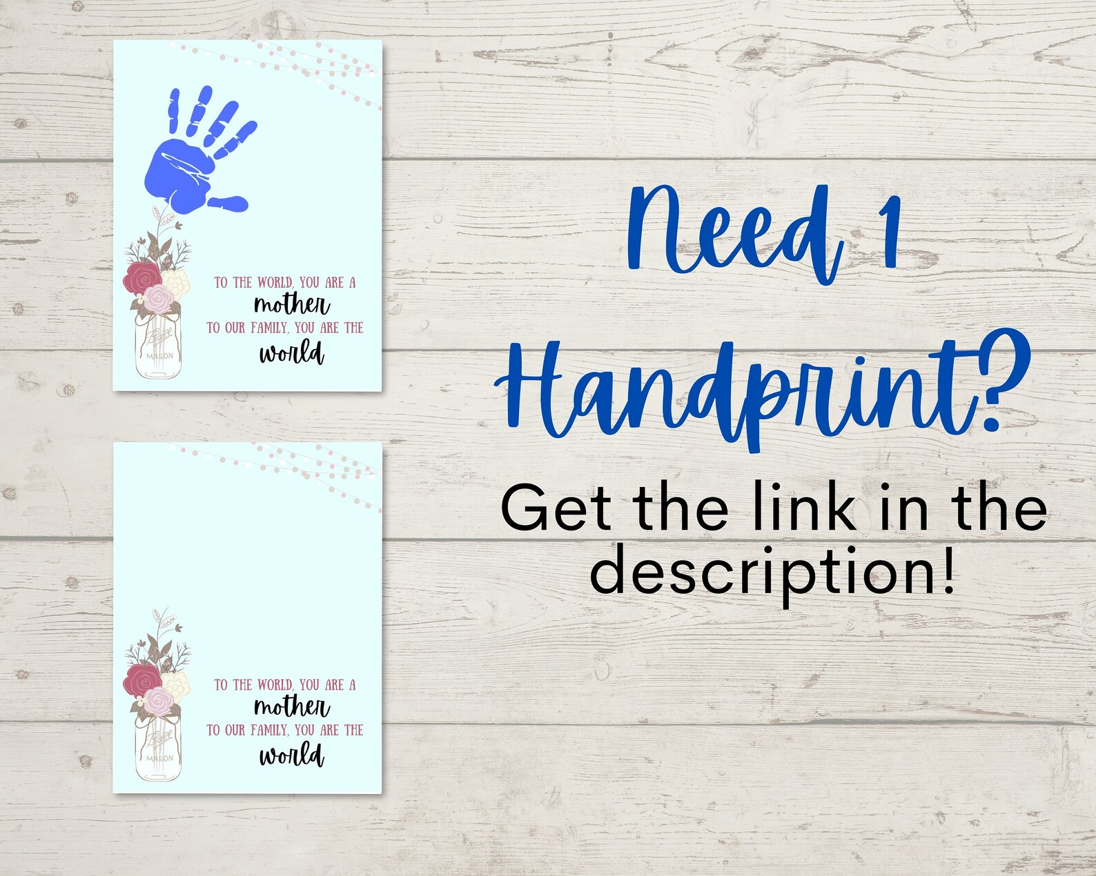 Mothers Day Handprint Art Mason Jar Two Flowers Handprint - Etsy