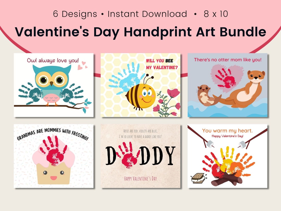 Valentine's Day Handprint Art Bundle | DIY Valentine Crafts for Kids ...