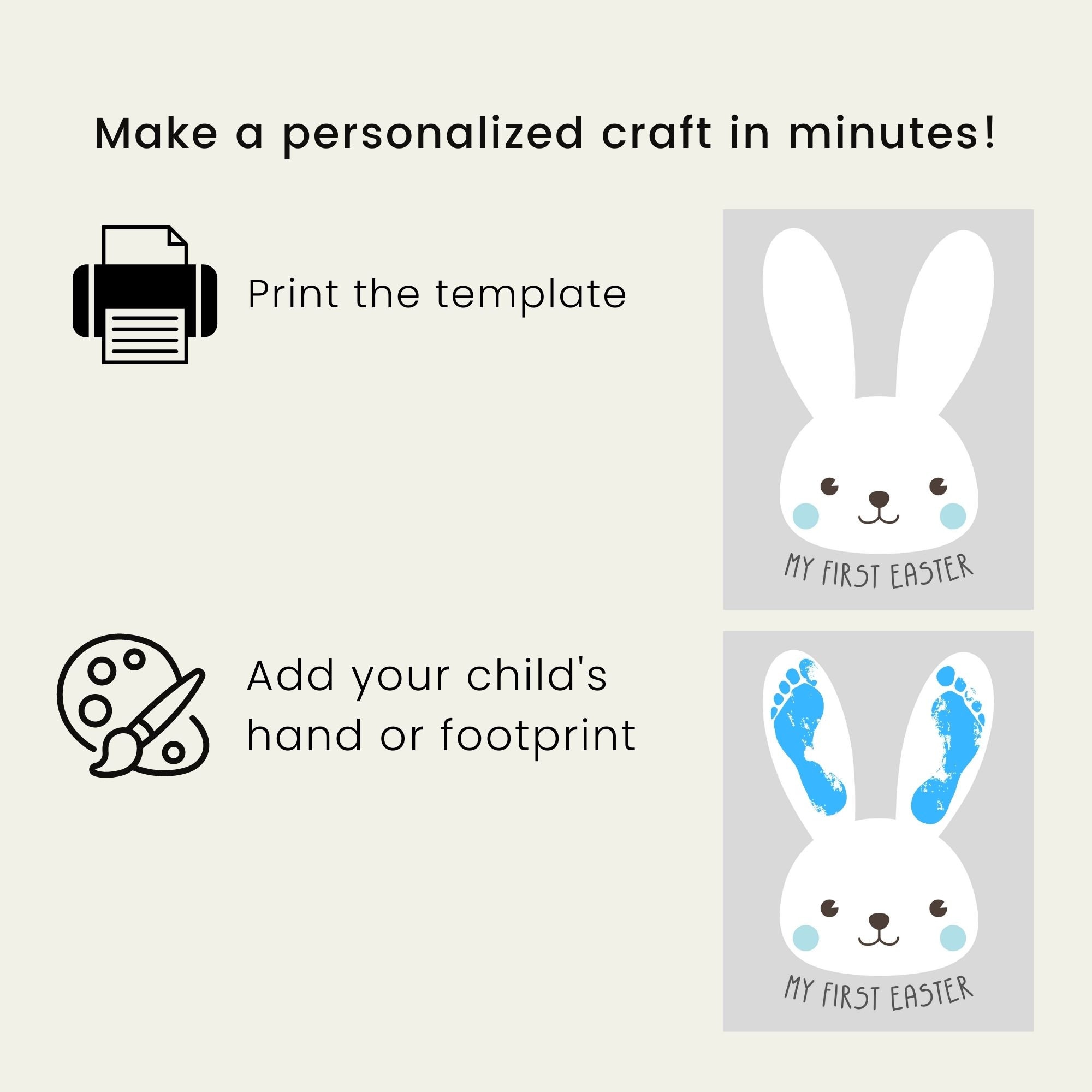 My 1st Easter Blue Bunny Handprint Art Craft | Easter Gift for First ...