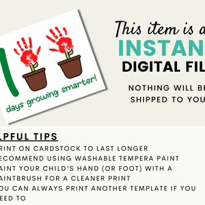 100 Days of School Handprint Art Craft for Kids | 100 Days Growing ...