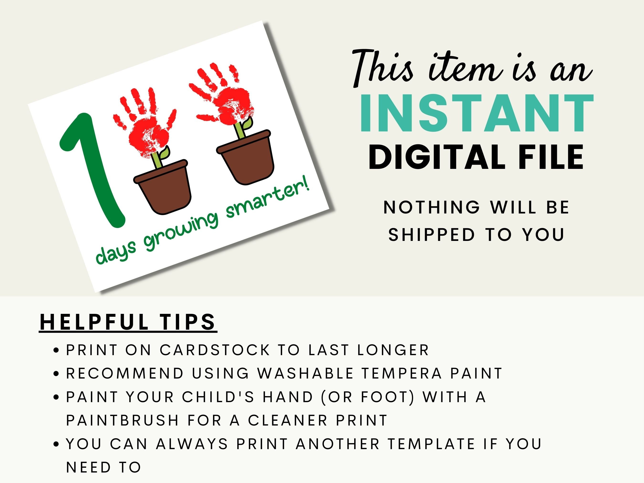 100 Days of School Handprint Art Craft for Kids 100 Days Growing ...