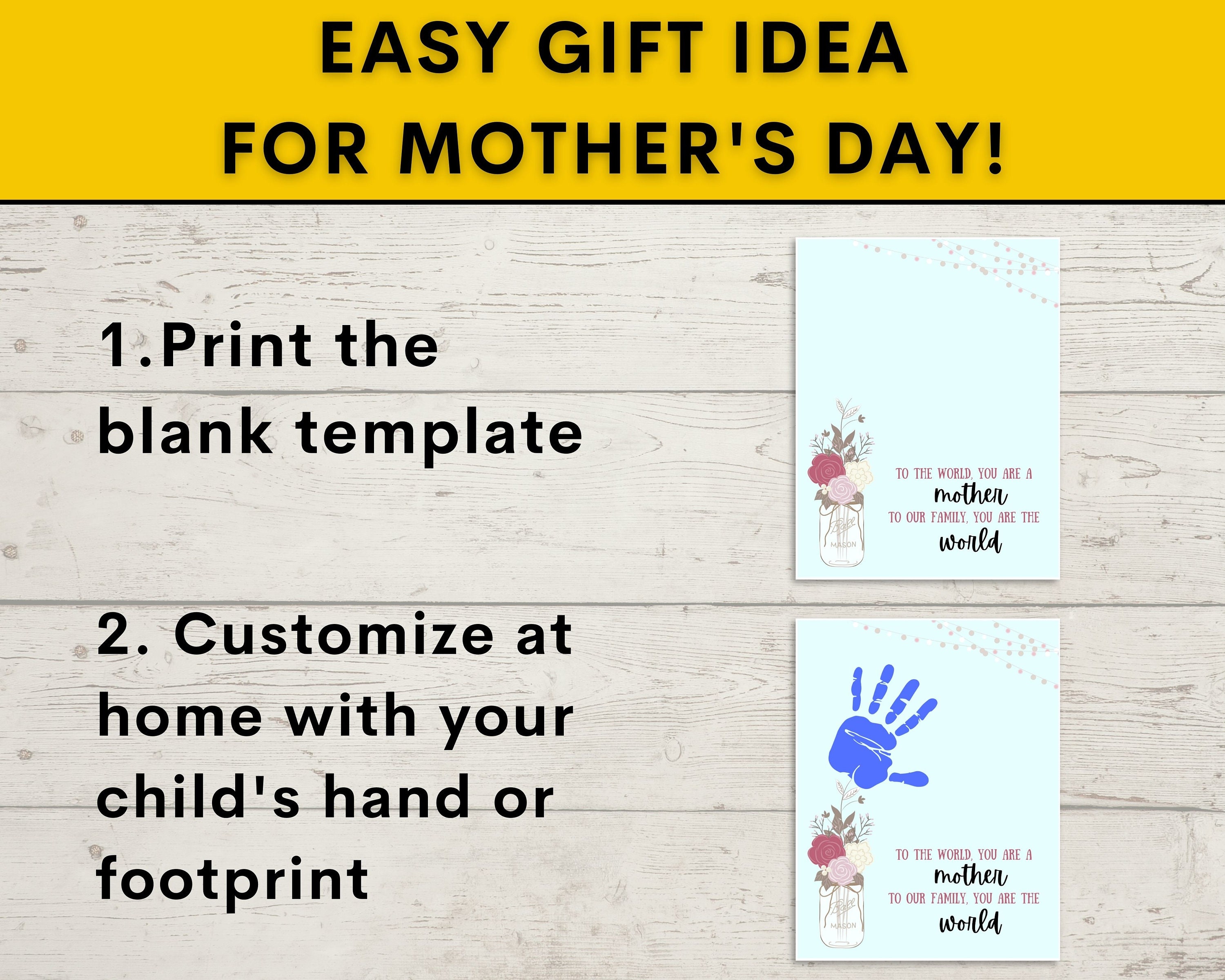 Mothers Day Handprint Art | Mason Jar One Flower Handprint Art ...