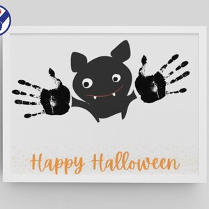 Halloween Bat Handprint Art | Bat Handprint Printable Craft | Toddler ...